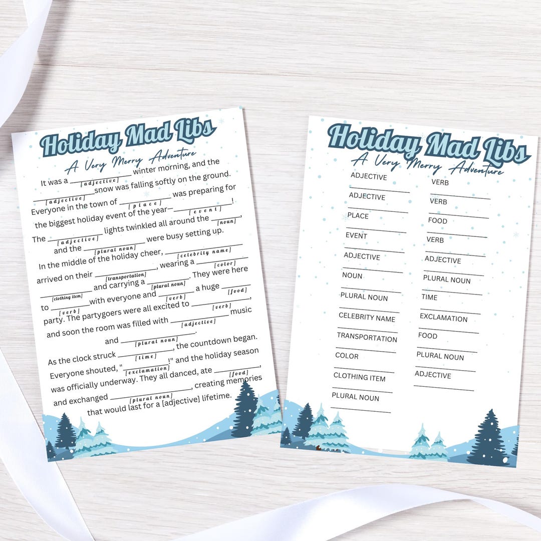 Winter Wonderland Holiday Mad Libs Game: Printable Christmas Party ...