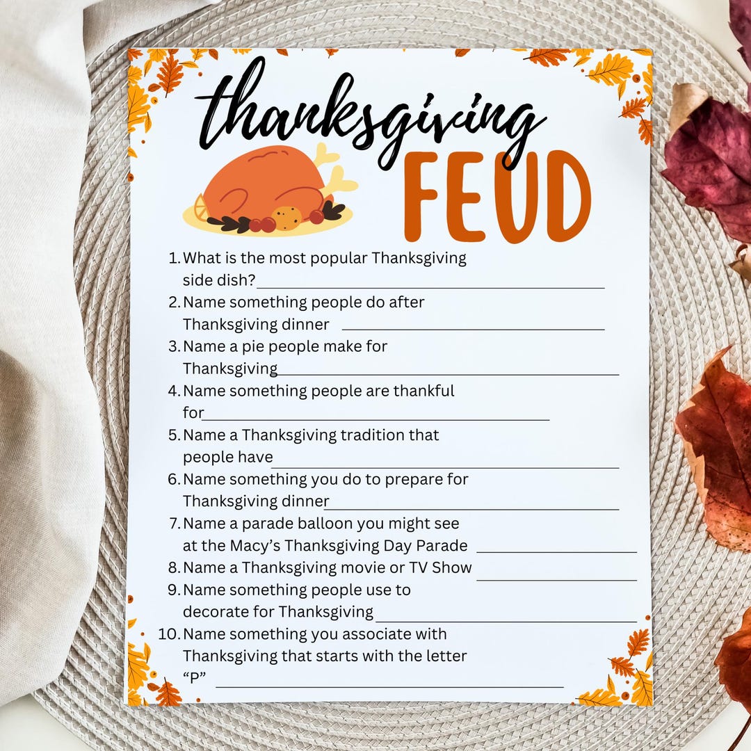 Thanksgiving Feud Game - Family Feud Style Digital Download - Fun ...