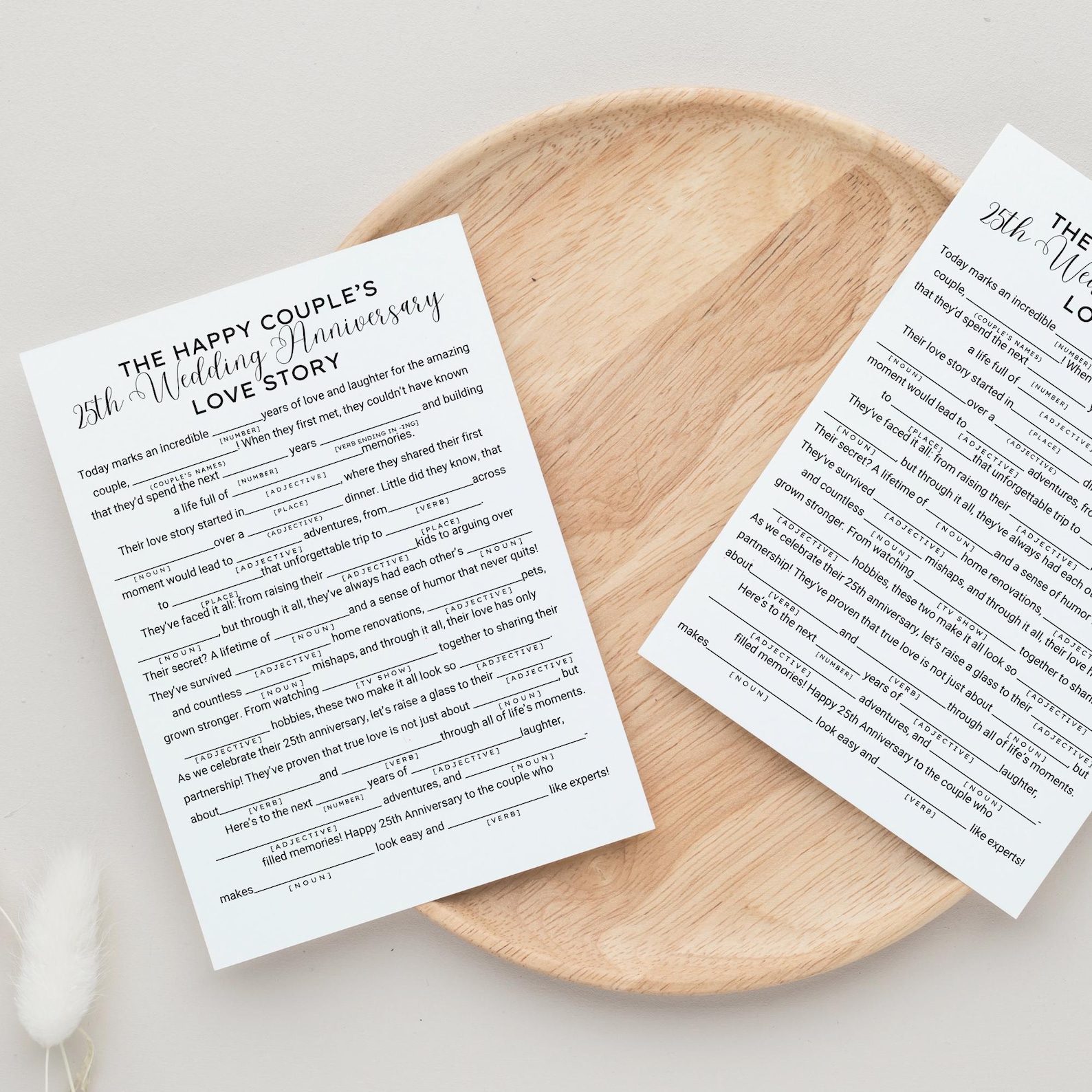 25th Anniversary Mad Lib Game: "the Happy Couple" Printable (instant ...