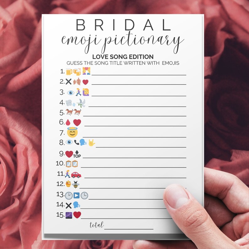 Bridal Emoji Love Song Edition Bridal Shower Pictionary - Etsy
