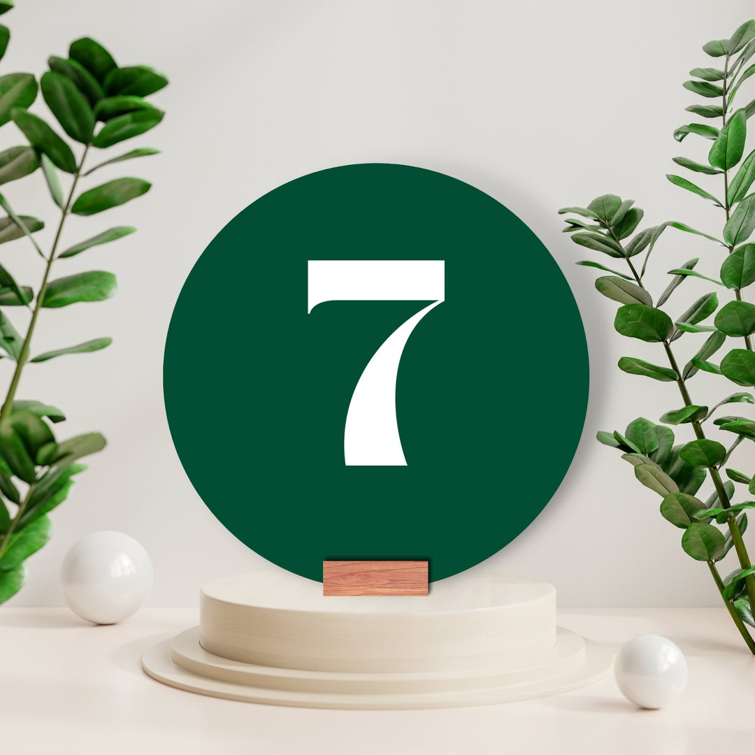 Green Circle Table Numbers 1-30: Modern Minimalist Wedding (digital ...