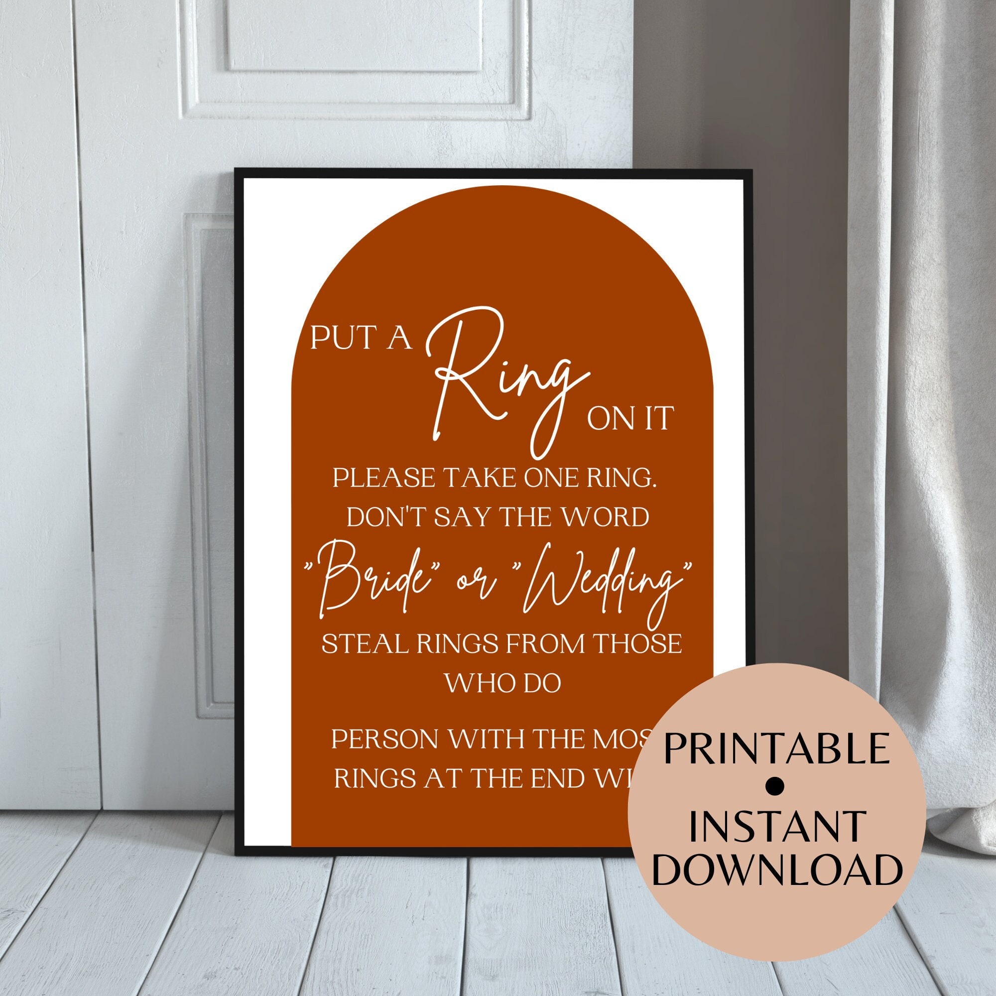 Printable Bridal Shower Sign Bridal Shower Ring Game Signage the Ring ...