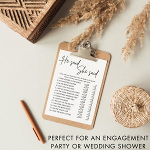 He Said She Said | Engagement Party Games | Couples Shower Games ...