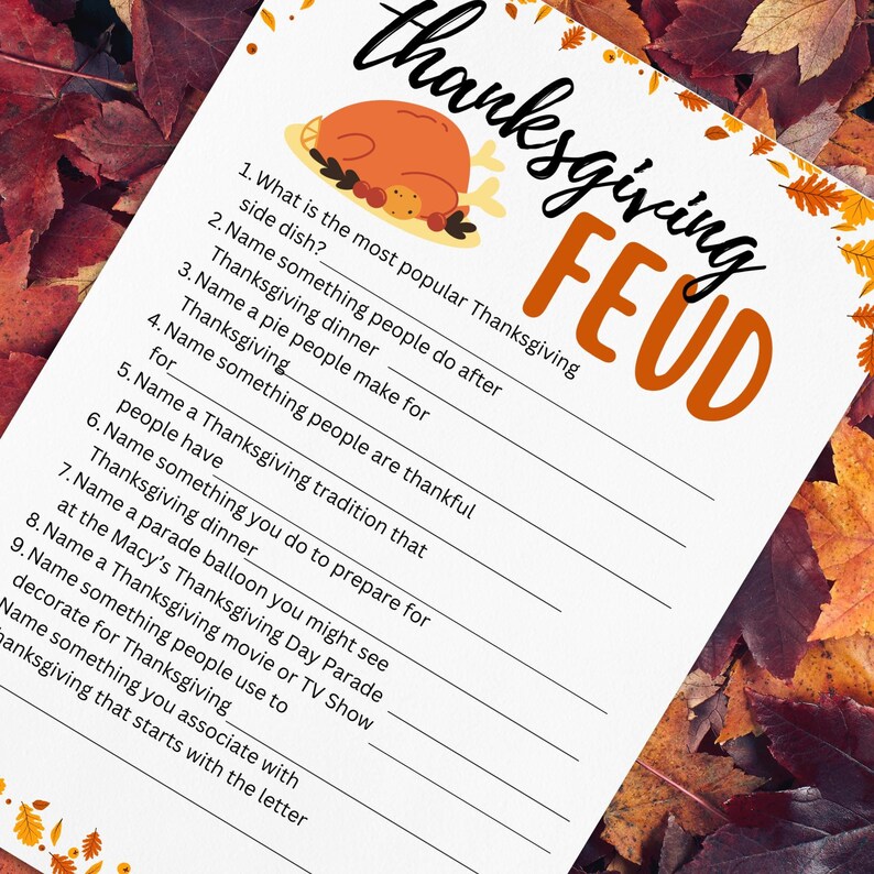 Thanksgiving Feud Game: Family Party Fun (digital Download) - Etsy