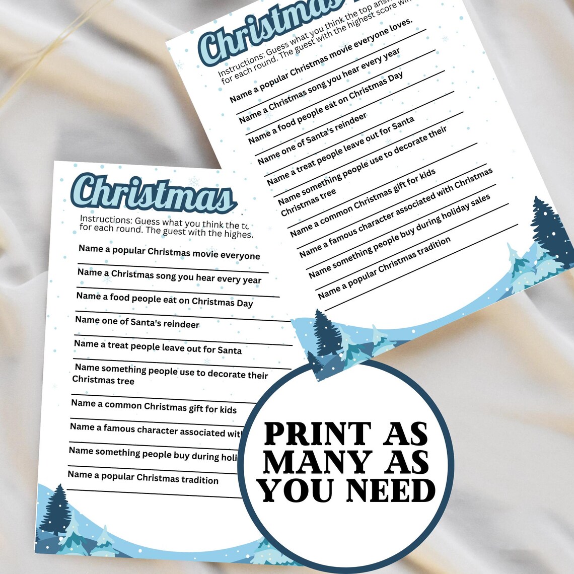 Christmas Family Feud Game: Winter Wonderland Party (printable PDF) - Etsy