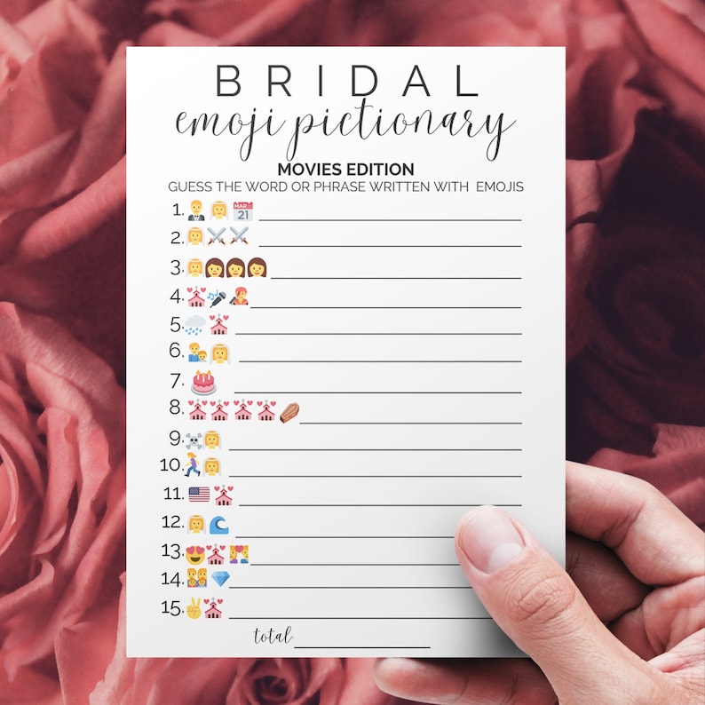 Printable Bridal Shower Game | Emoji Pictionary Movies Edition | Fun ...