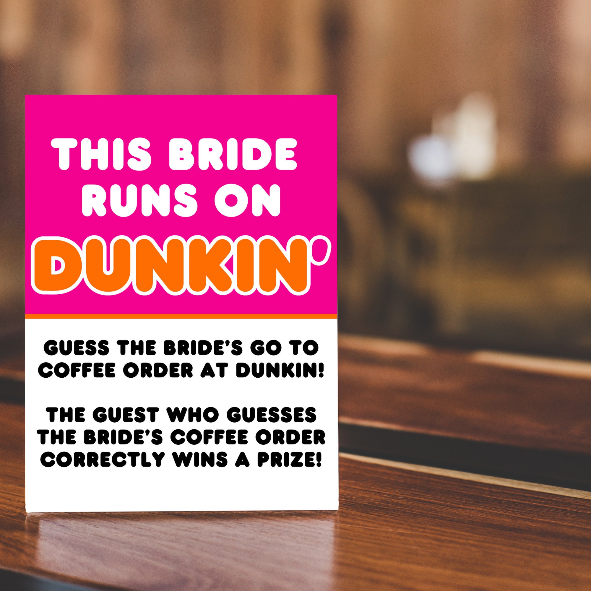Dunkin' Coffee Bridal Shower Game: Guess the Bride's Order (digital ...