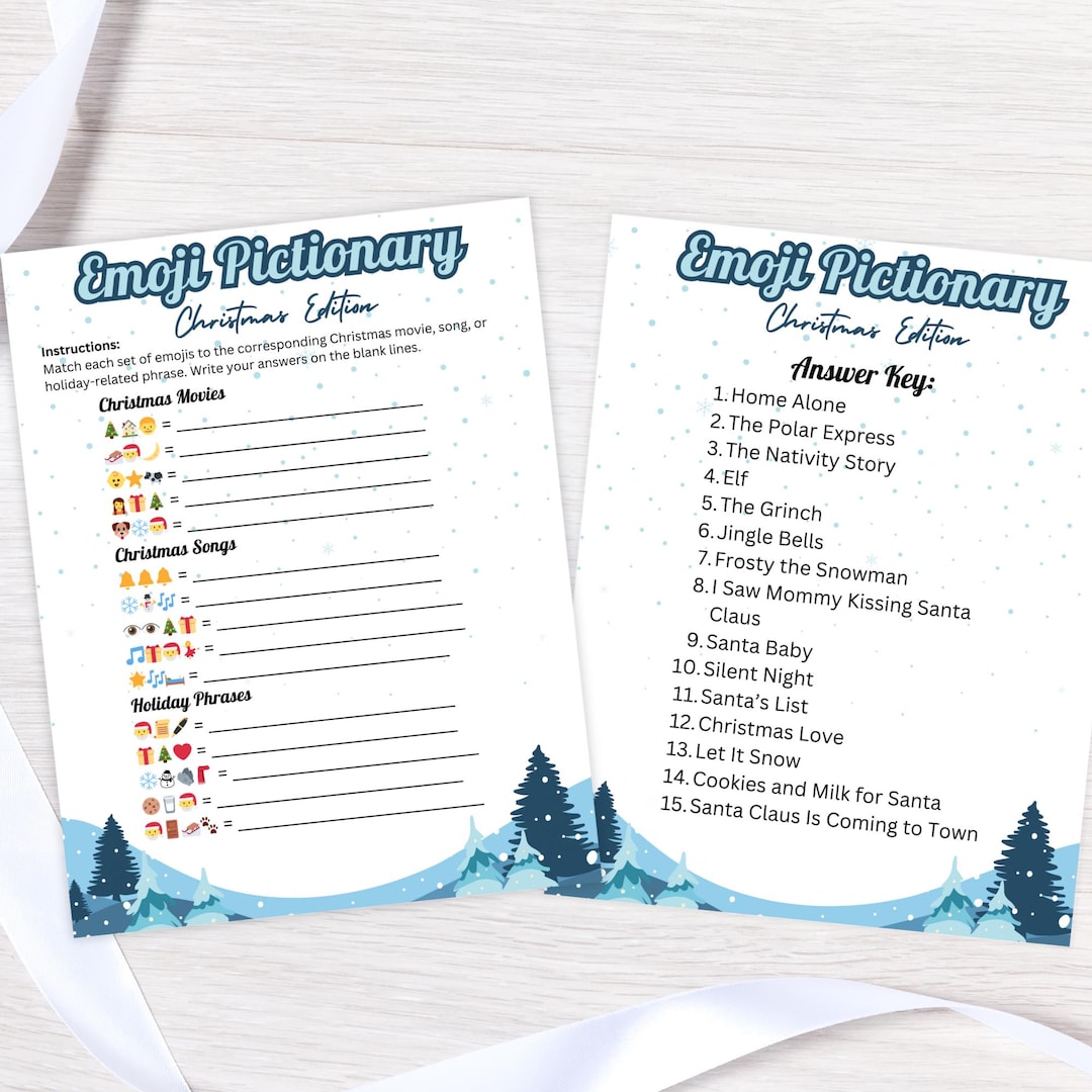 Christmas Emoji Pictionary Game - Winter Wonderland Design - Includes ...