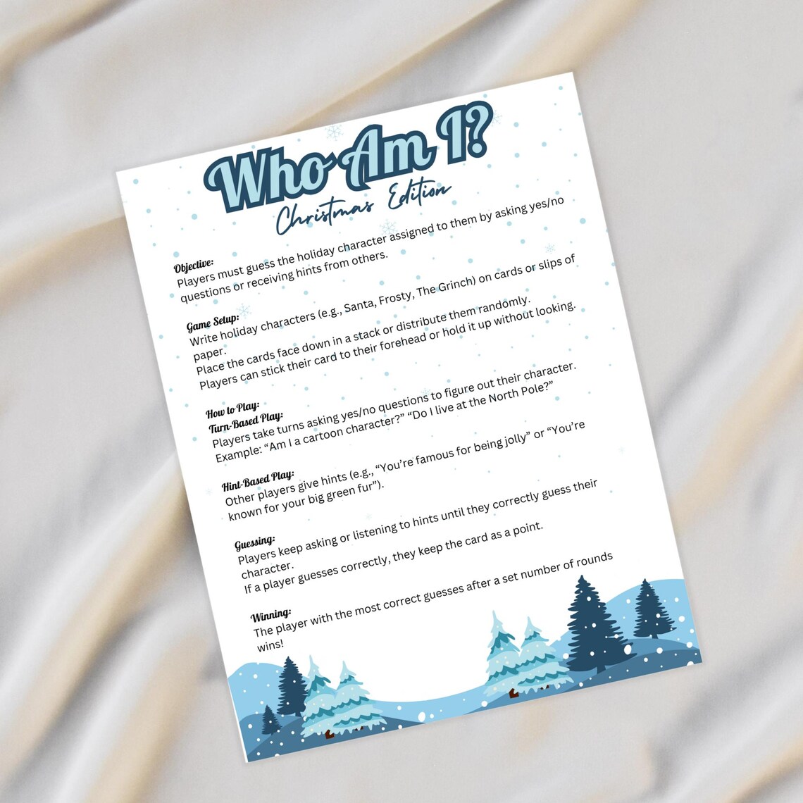 Christmas Charades Game: Winter Wonderland "who Am I?" (instant ...