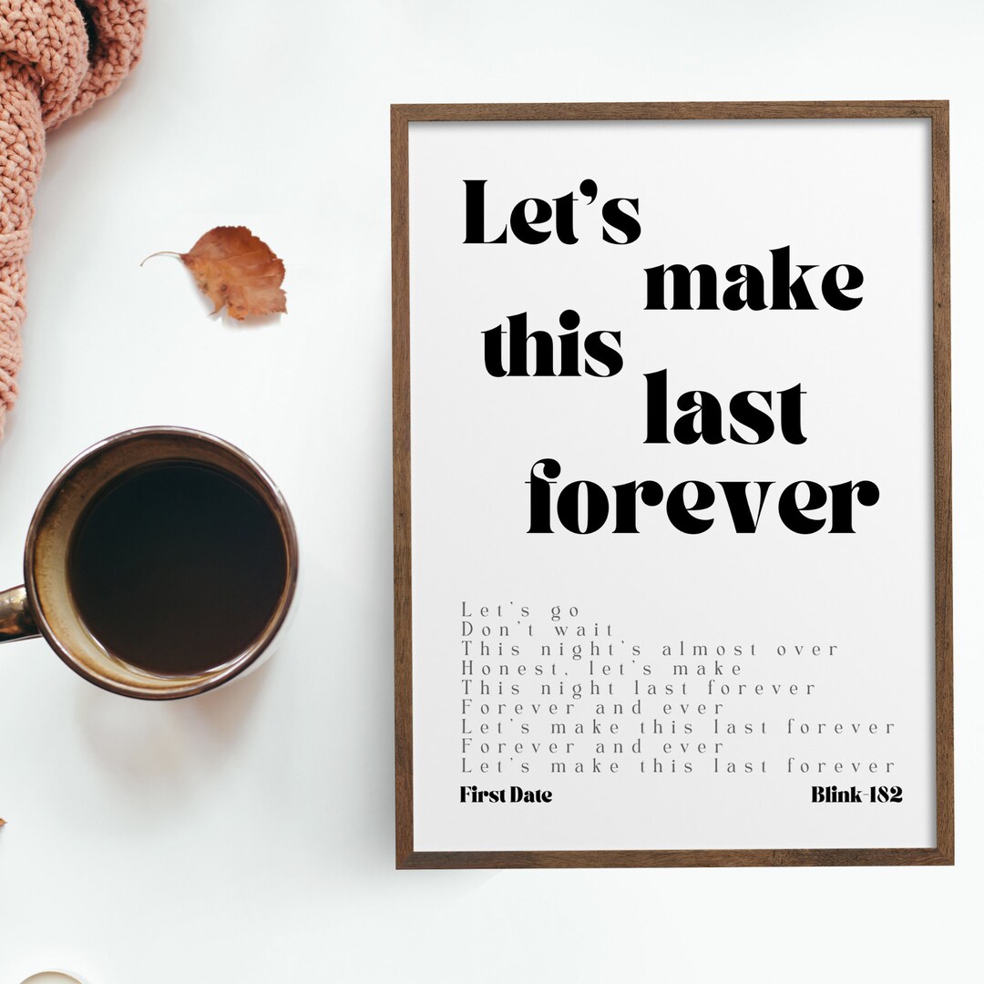 First Date Lyrics Print | Blink-182 Wedding Song | First Anniversary ...