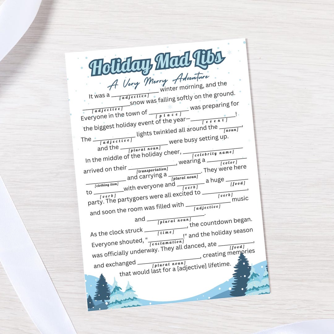 Winter Wonderland Holiday Mad Libs Game: Christmas Party (instant ...