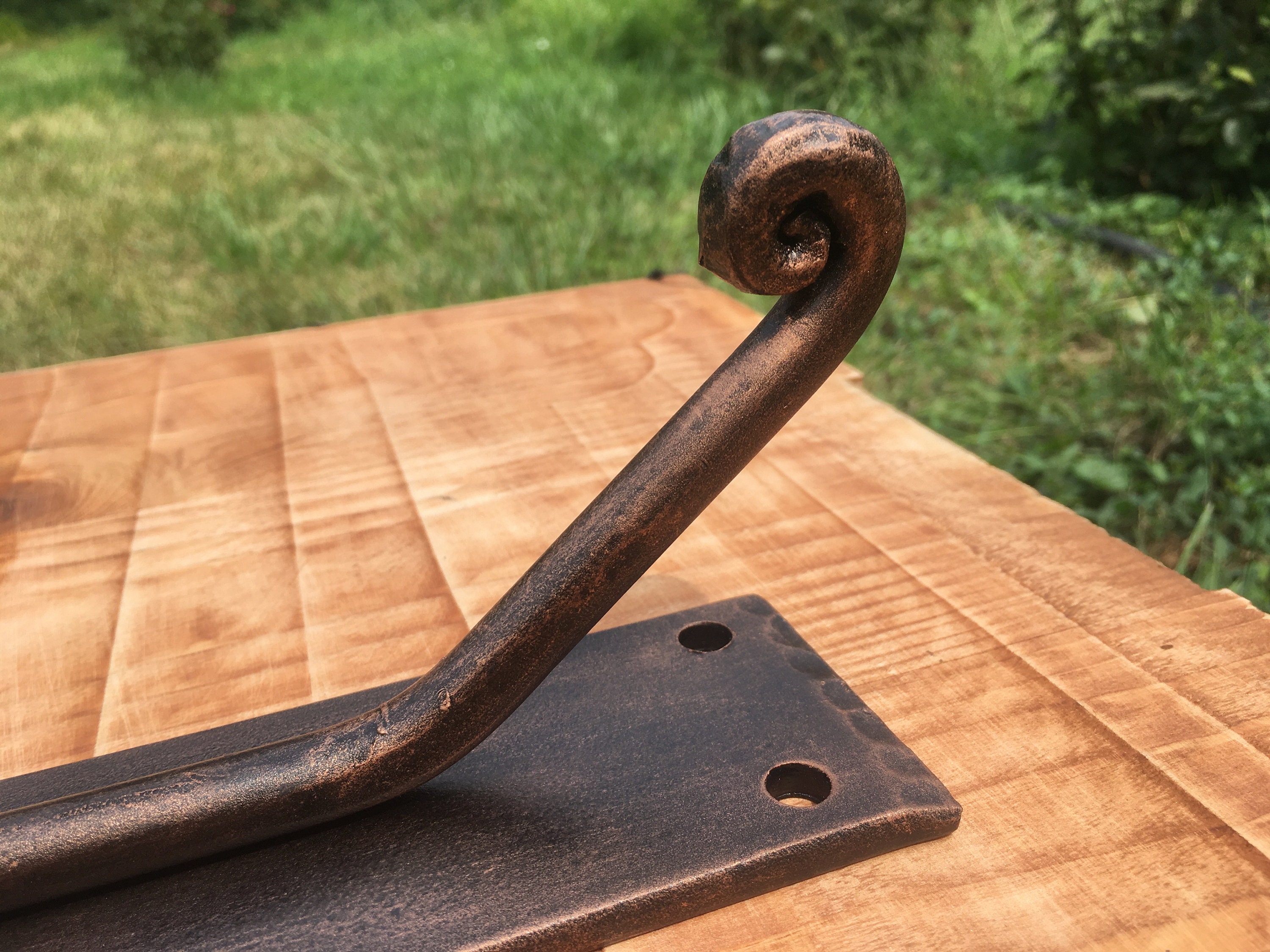 Hand Forged 35" Iron Locking Hardware, Top Mounted for Wooden Doors and ...