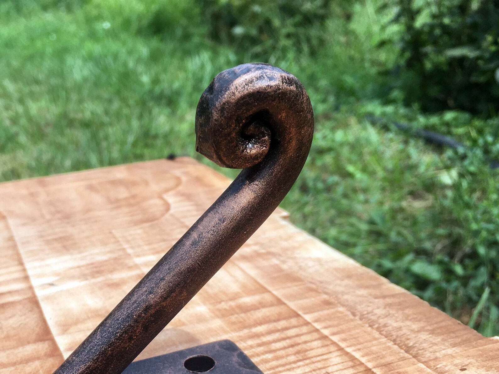 Hand Forged 35" Iron Locking Hardware, Top Mounted for Wooden Doors and ...