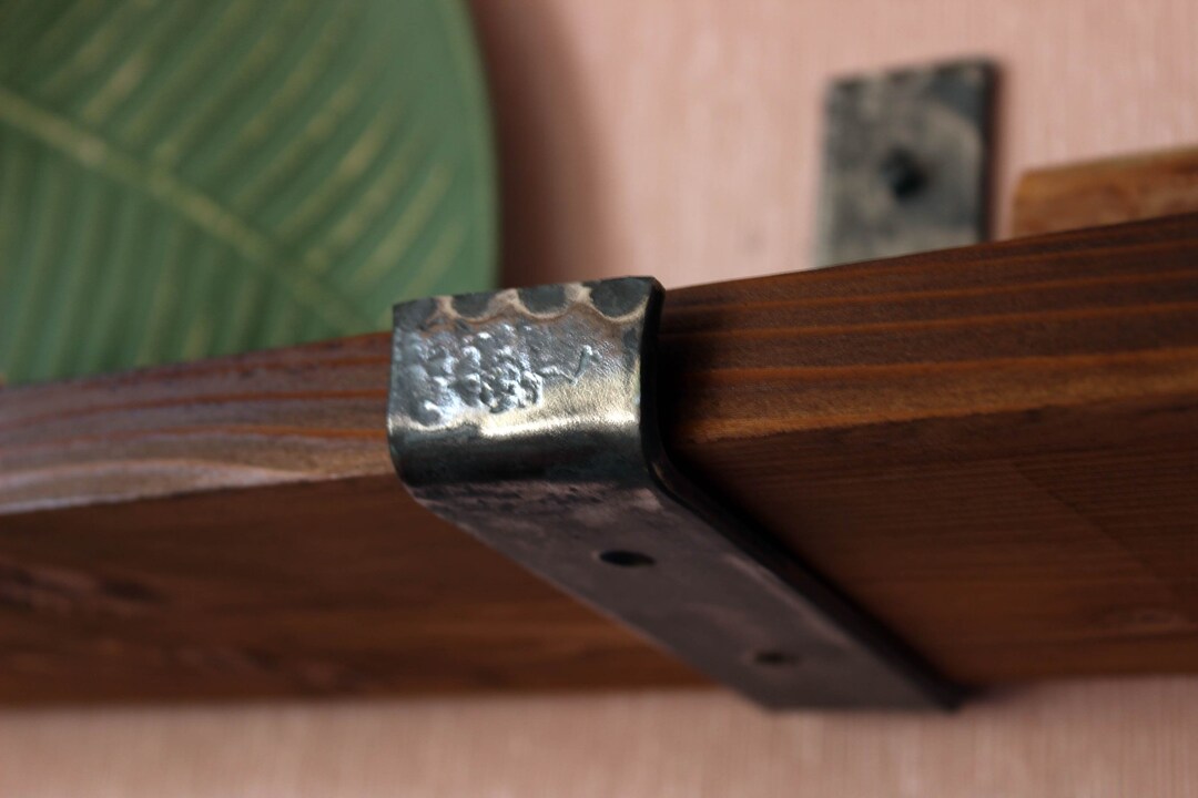 Set of 6 Shelf Brackets Raw Steel, Wall Bracket for Industrial Style ...