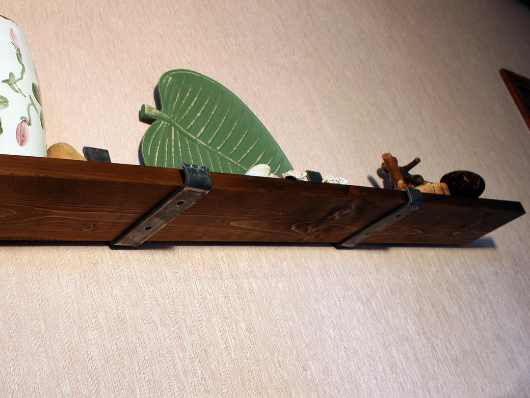 Rustic Shelf From Solid Wood With Brackets Wooden Wall Shelf - Etsy