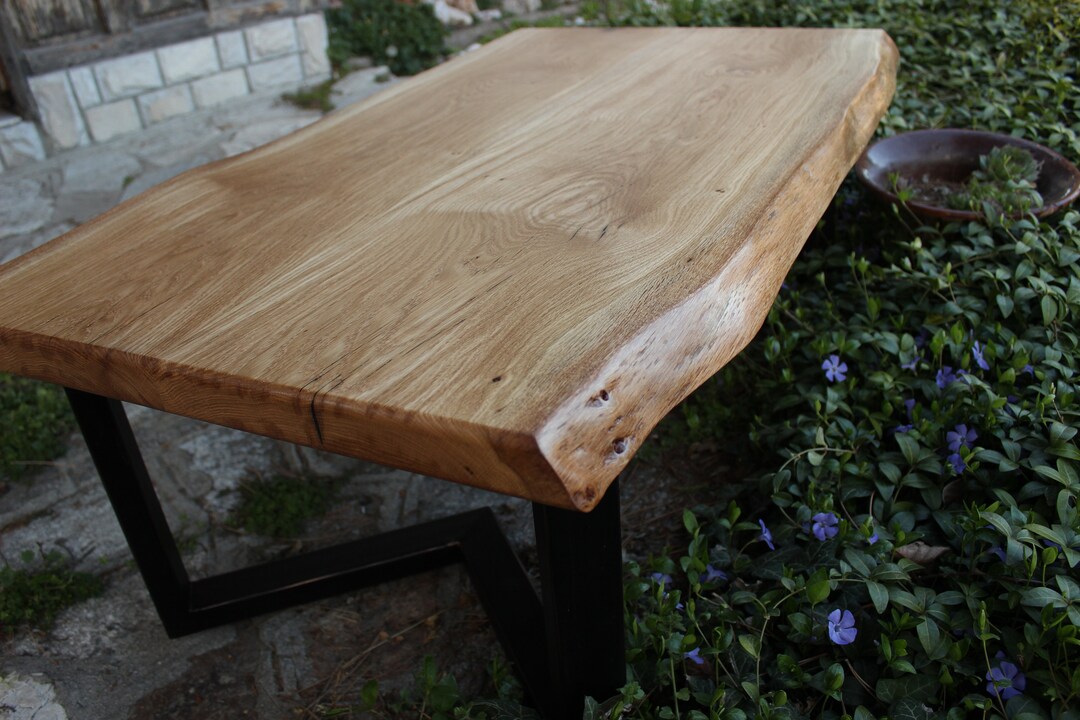 Handmade Live Edge Oak Coffee Table: Rustic Wood Table - Etsy