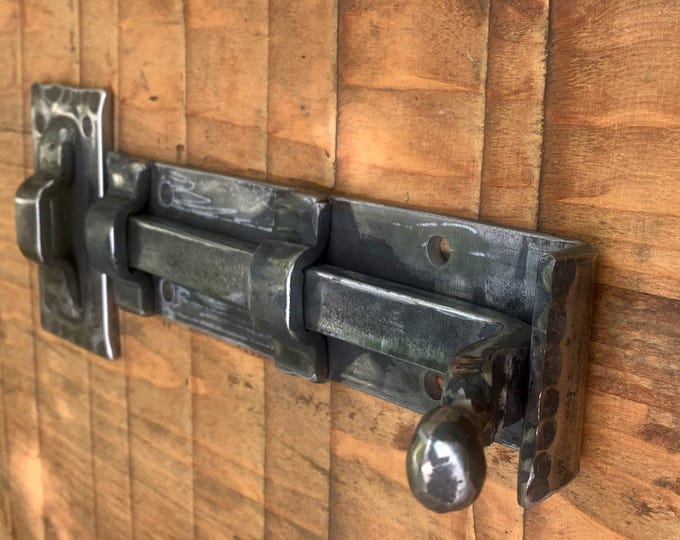 Set of 2 Hammered Iron Metal HINGE - T Strap Latch Rustic Industrial ...