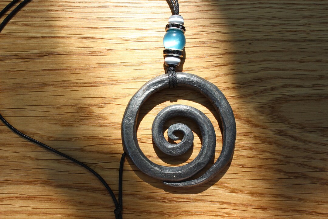 Hand Forged Spiral Pendant, Iron Geometric Necklace, Forged Jewelry - Etsy