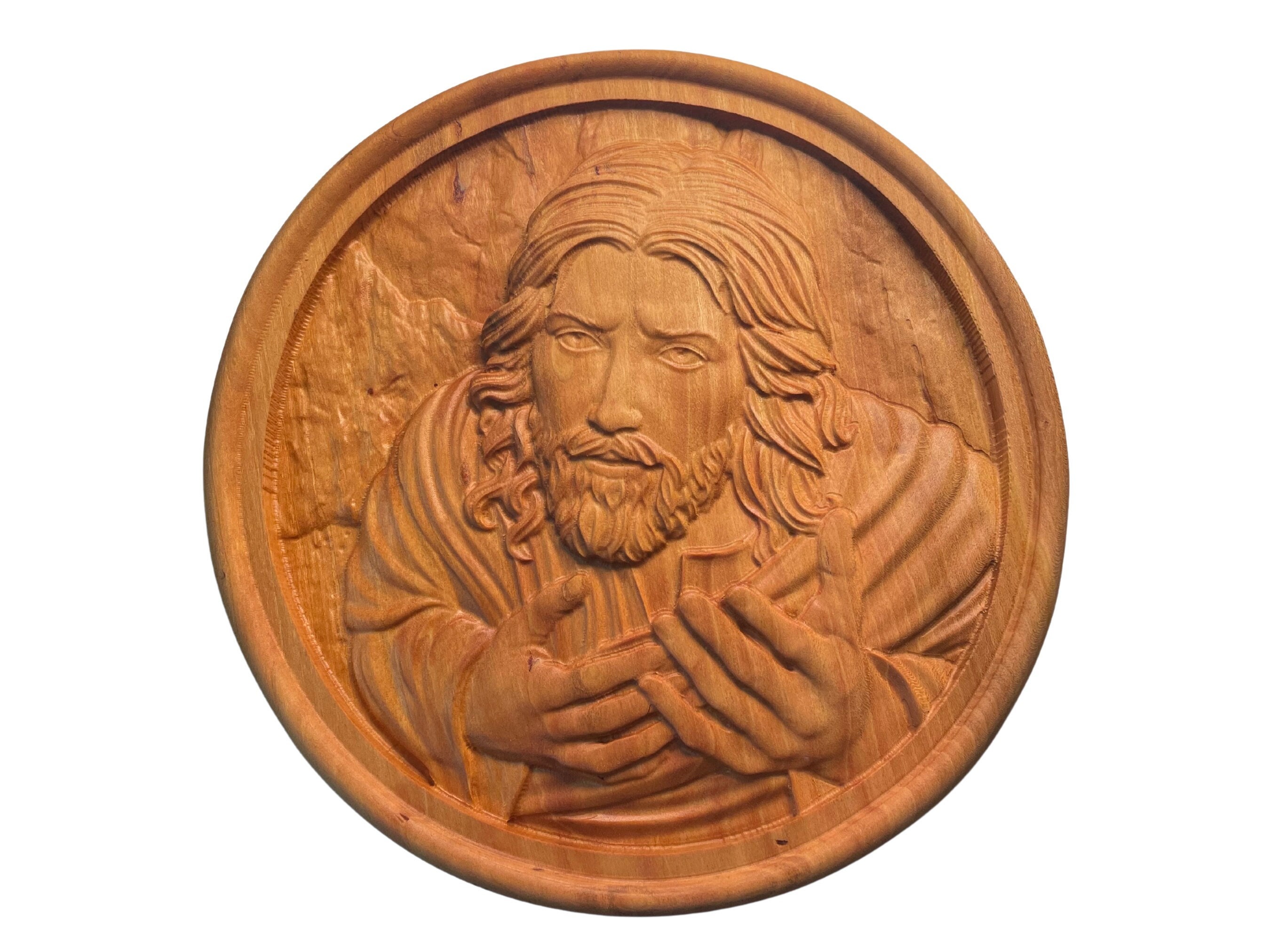 Jesus 3D Wood Carved Wall Decor, Christian Wall Art, 3D Wood Carving ...