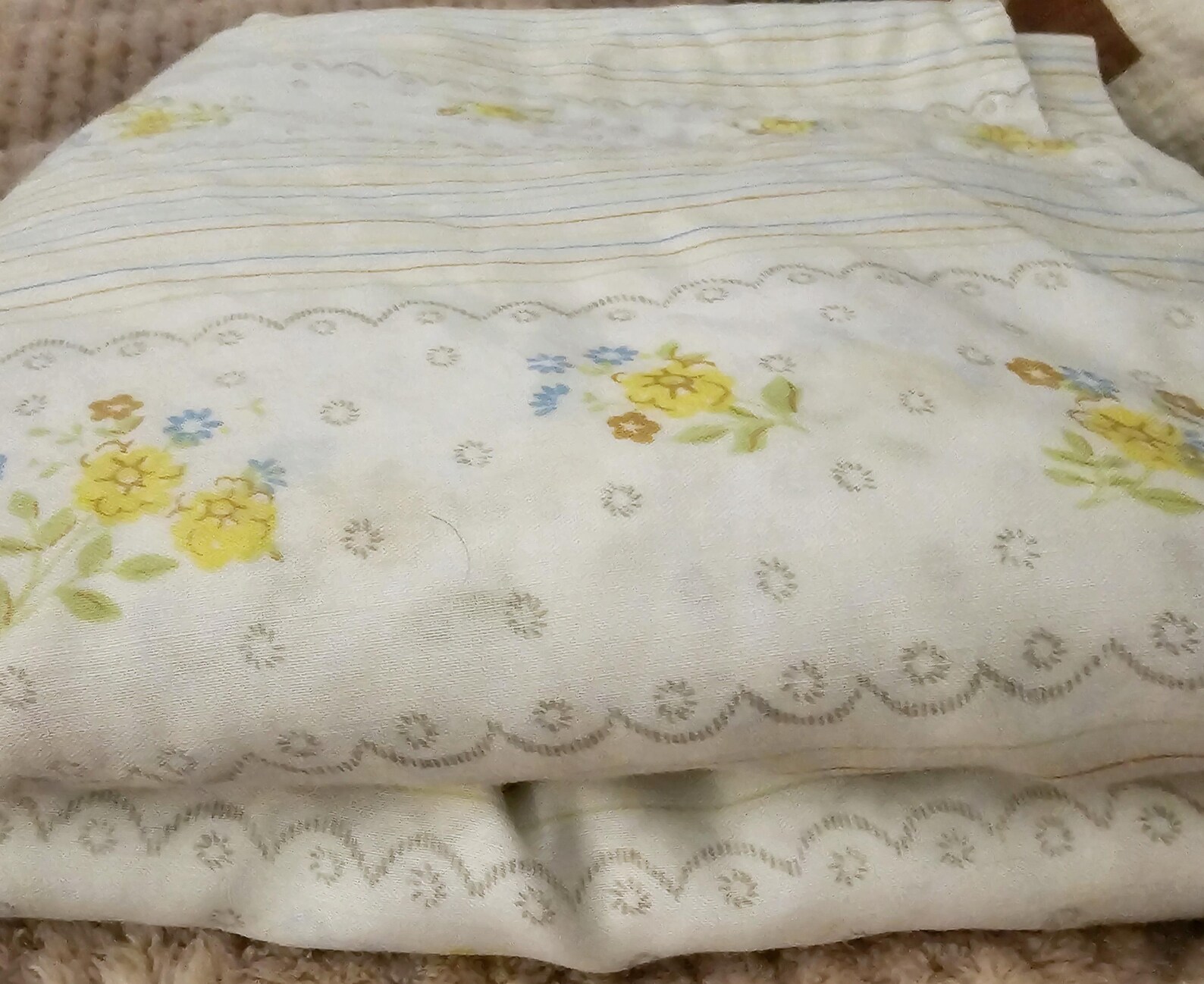 Vintage Thomaston Full/double Floral and Stripe Flat Sheet - Etsy