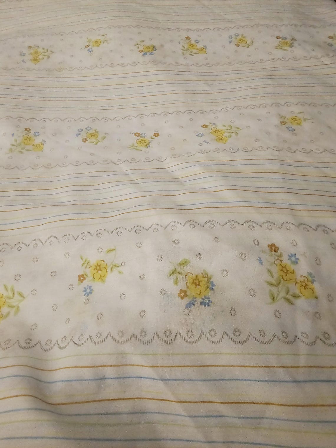 Vintage Thomaston Full/double Floral and Stripe Flat Sheet - Etsy