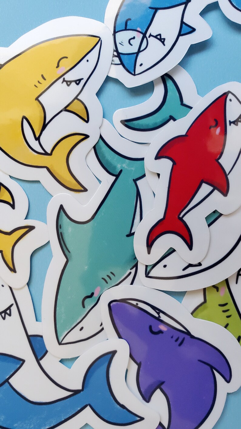 Shark Sticker Pack, Birthday Party Supplies, Party Favors, Kids ...