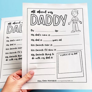 INSTANT DOWNLOAD Father's Day Printable, All About My Daddy Page ...