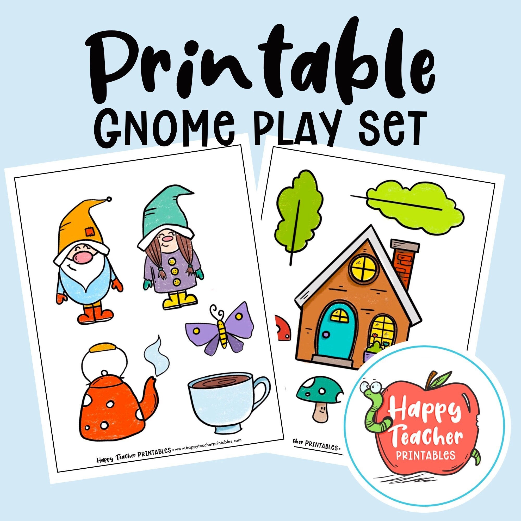 Printable Play Set, Gnome Play Set, Gnome, Pretend Play, Play Set, Kids ...
