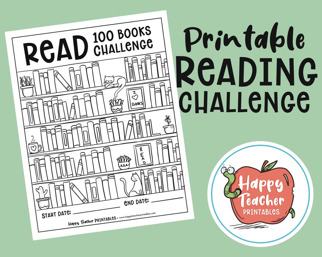 INSTANT DOWNLOAD, Printable Reading Log, Reading Challenge Printable ...