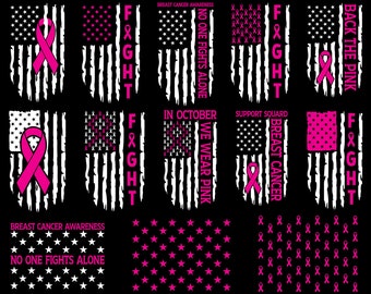 Pink Ribbon USA Flag Svg, Breast Cancer Awareness Flag Svg, Breast ...