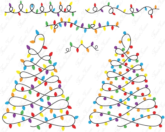 Christmas Lights Svg Christmas Tree Christmas Lights String Vector Svg Silhouette Files for Cricut iron Christmas Digital Download