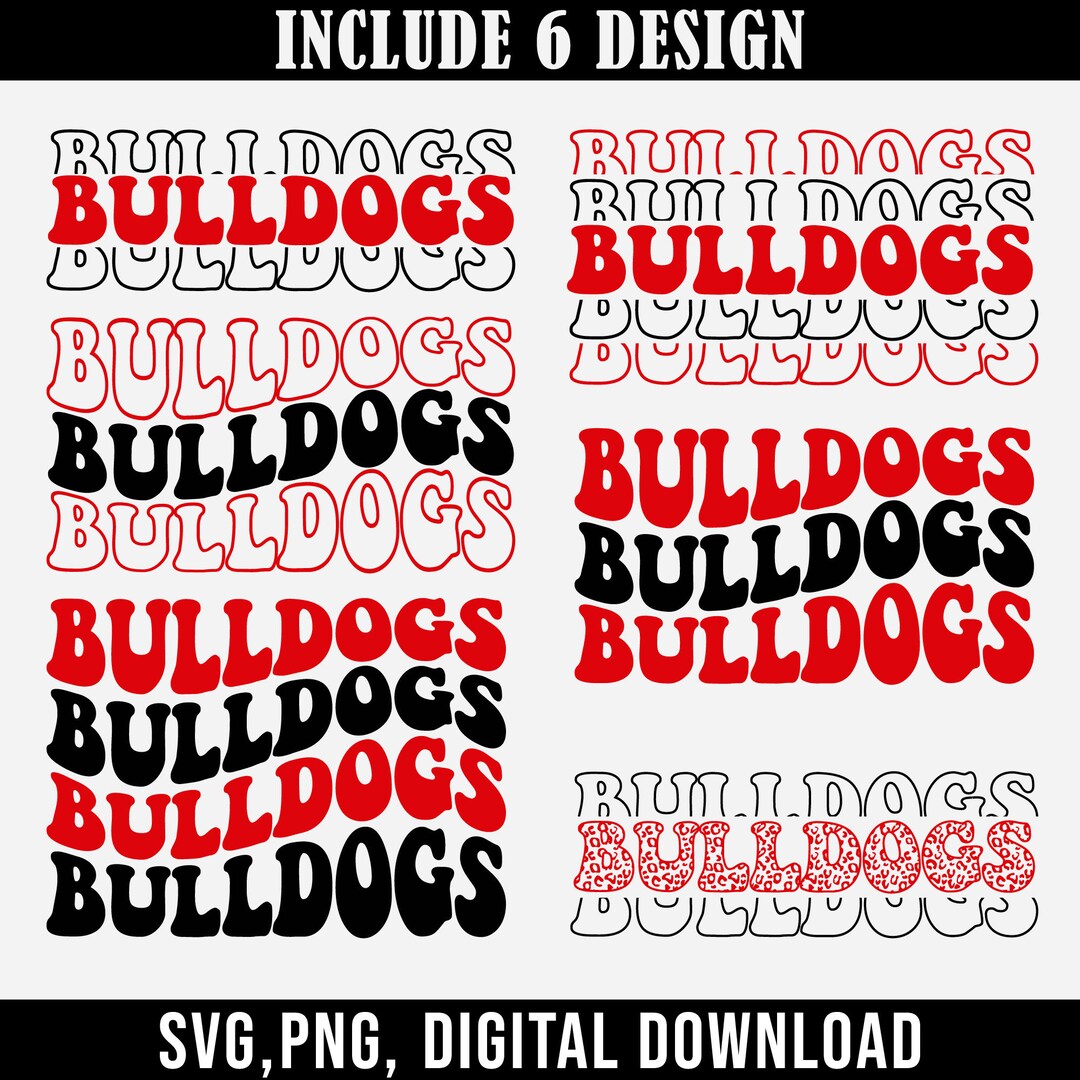 Bulldogs Mascot SVG: Wavy School Spirit Shirt Designs (digital Download ...