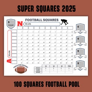 Super Bowl Game Squares Free Printable 2025 Free - Etsy