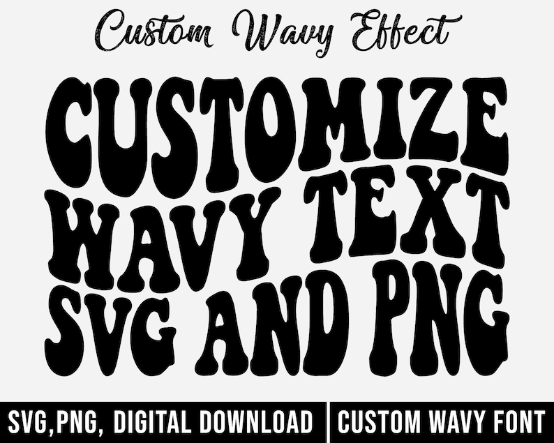 Custom Wavy Text SVG & PNG: Retro Font (digital Download) - Etsy