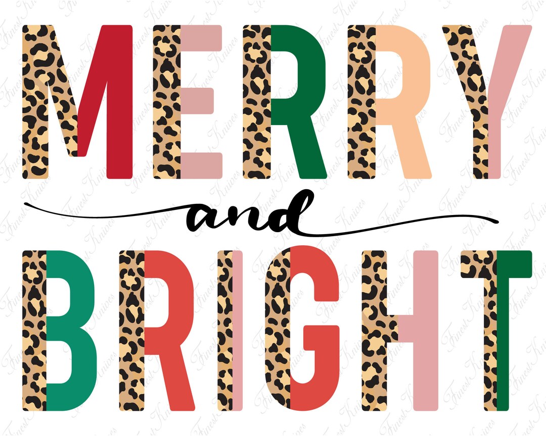 Merry and Bright Christmas Leopard Svg, Christmas, Merry Christmas Svg ...