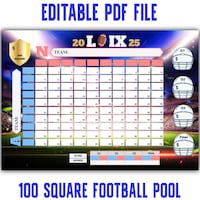 Football Squares Game, Thanksgiving Day Game Football Squares, Bowl ...
