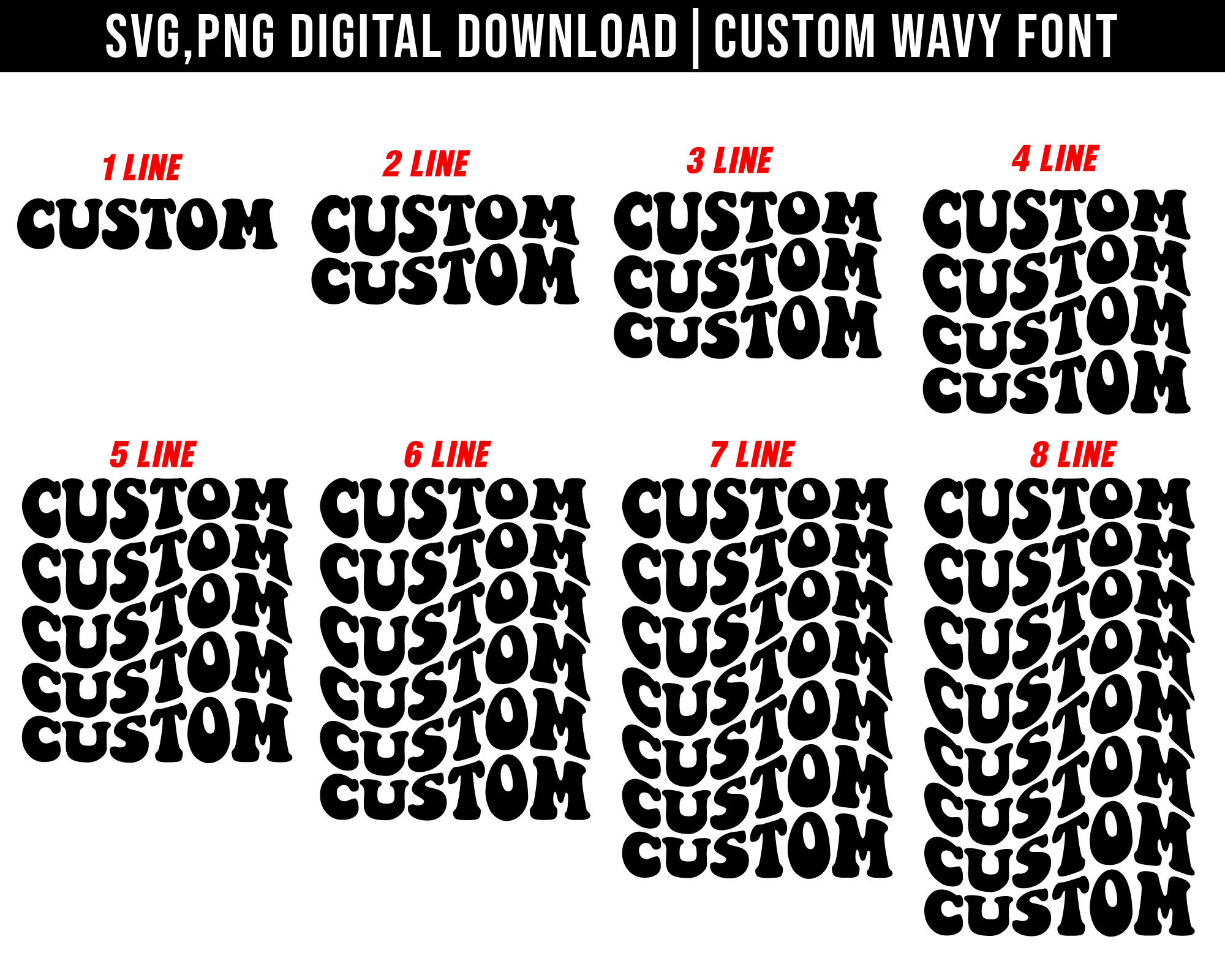 Custom Svg Custom Wavy Stacked Svg Customized Retro Wavy - Etsy UK