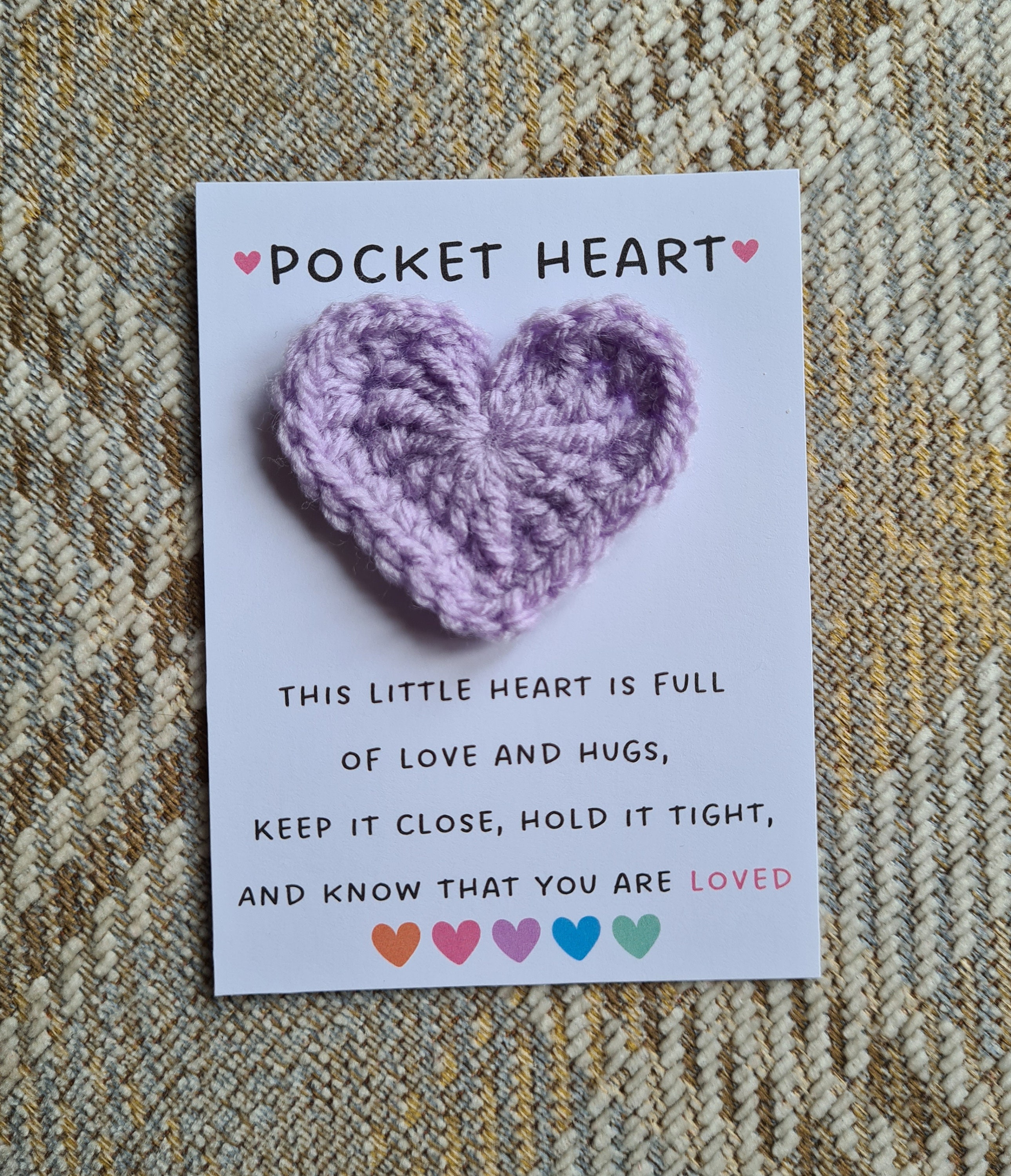 Pocket Hug, Pocket Heart, Crochet Gift, Thinking of You, Miss You ...