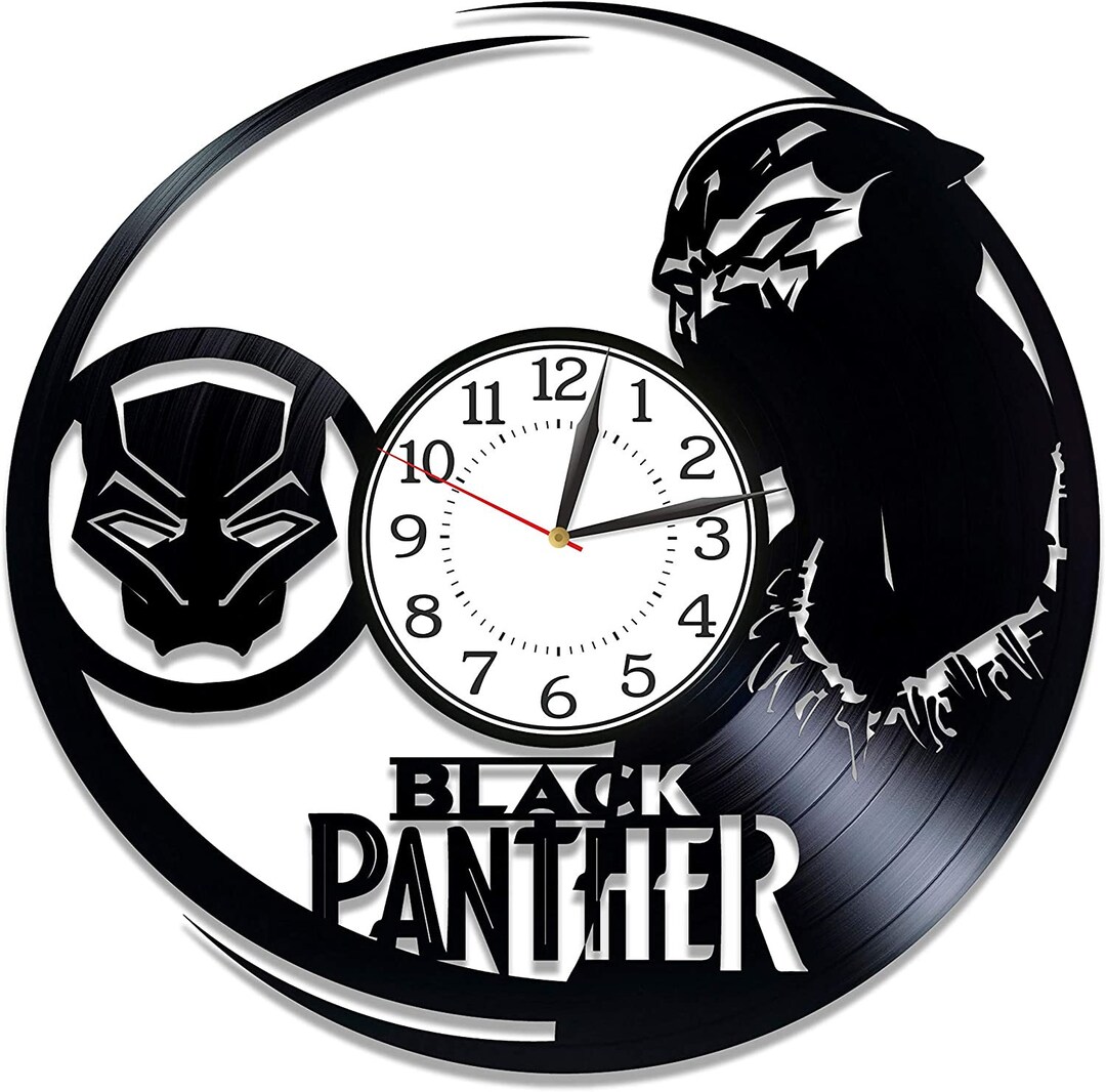 Black Panther Vinyl Record Clock Marvels Art Unique Decor for Boys ...