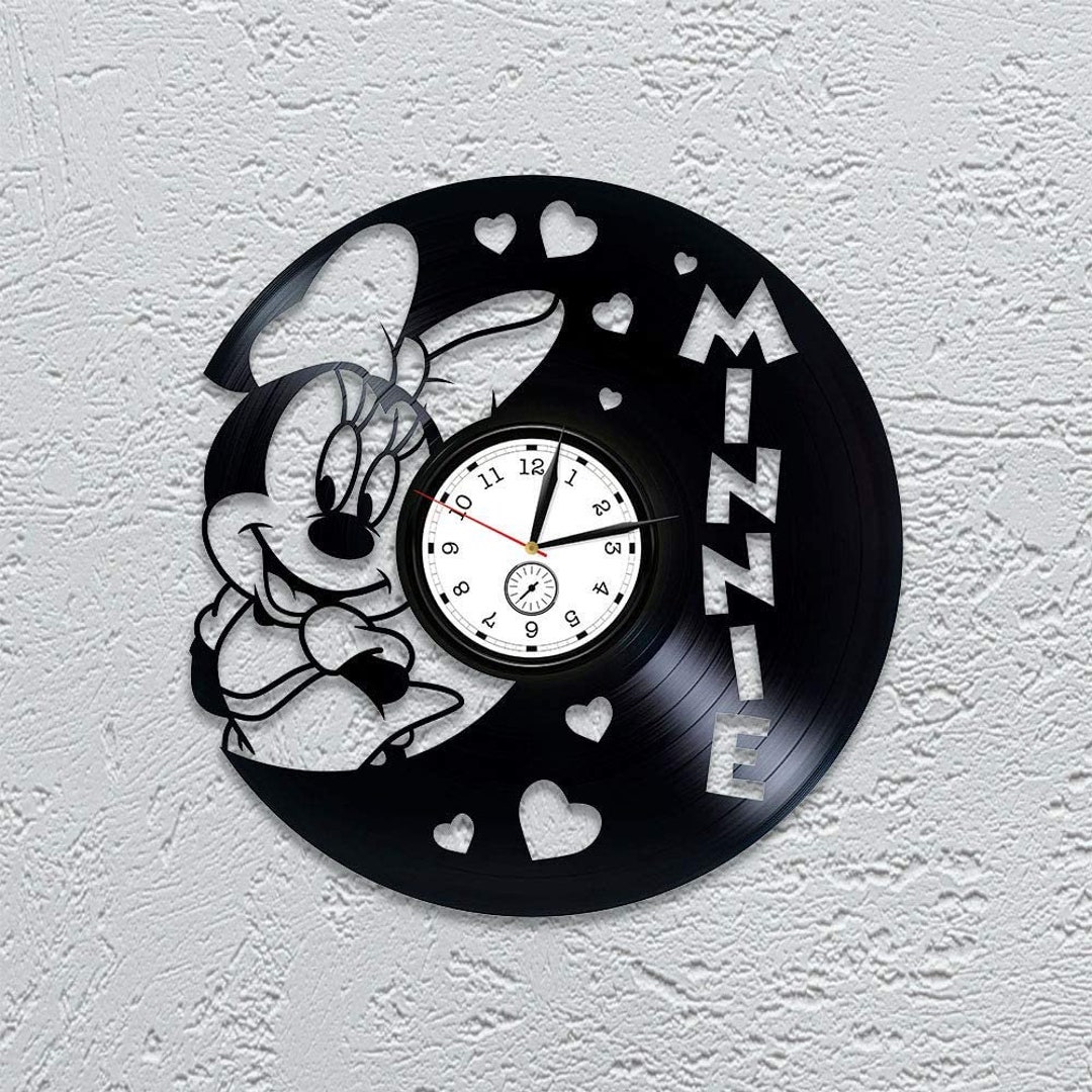 Minnie Mouse Vinyl Record Black Wall Clock Disneyland Gifts Playroom ...