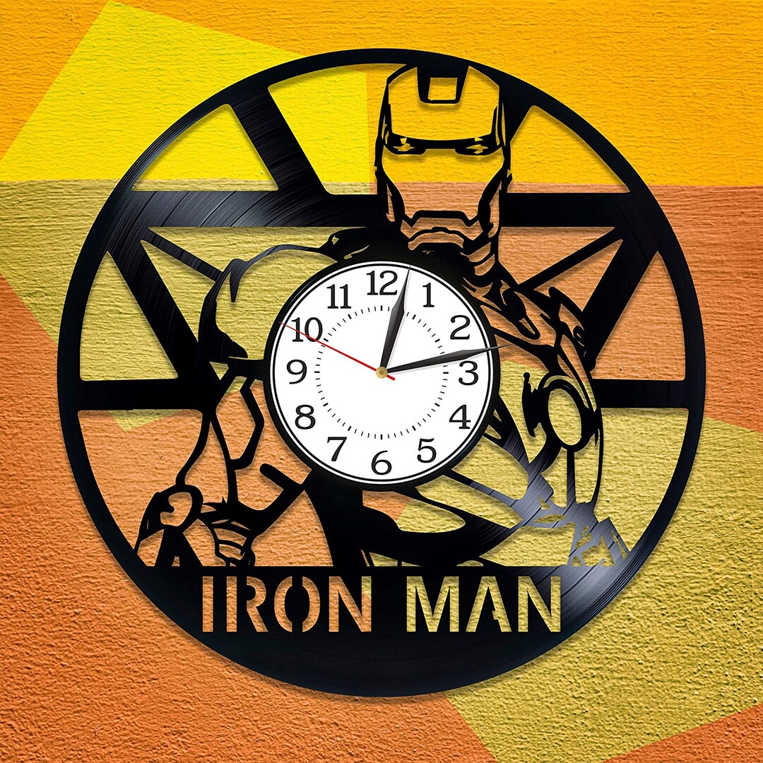 Iron Man Vinyl Record Round Wall Clock Marvels Artwork Superhero Gifts ...