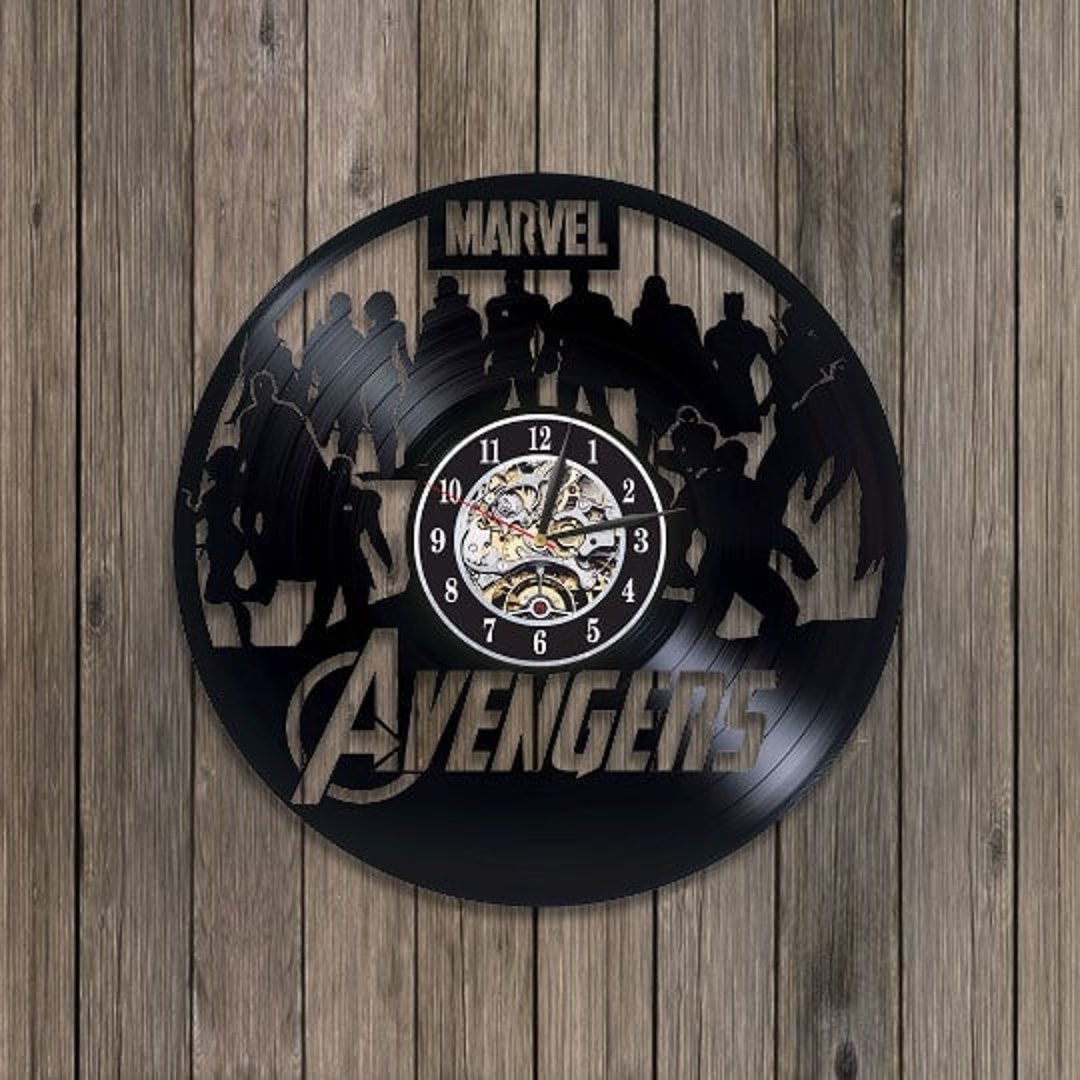 Avengers Superheroes Vinyl Record Round Clock Marvel Comics Fan Art Boy ...