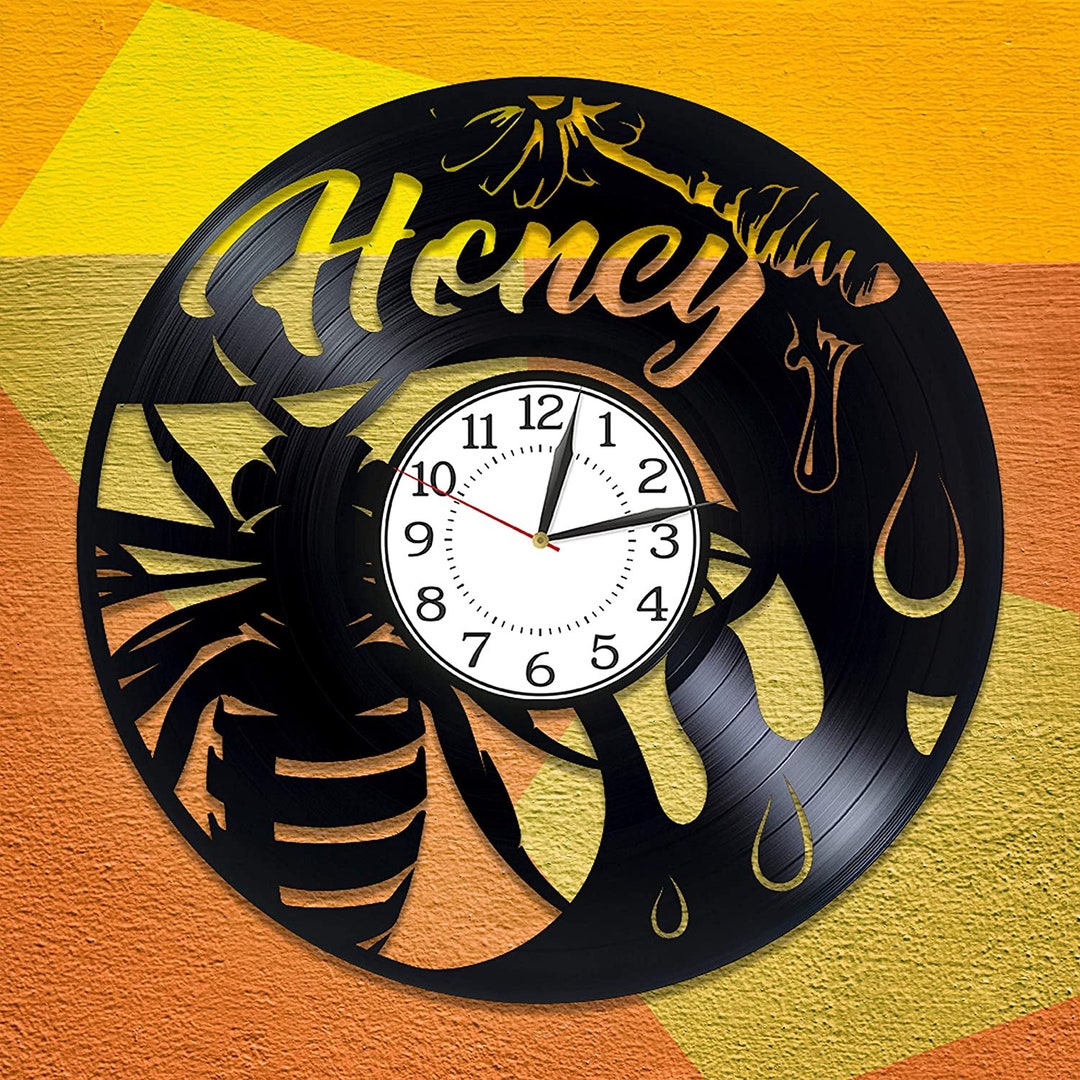 Bee Vinyl Record Cute Wall Clock Wall Decor for Kitchen Honey Art Bee ...