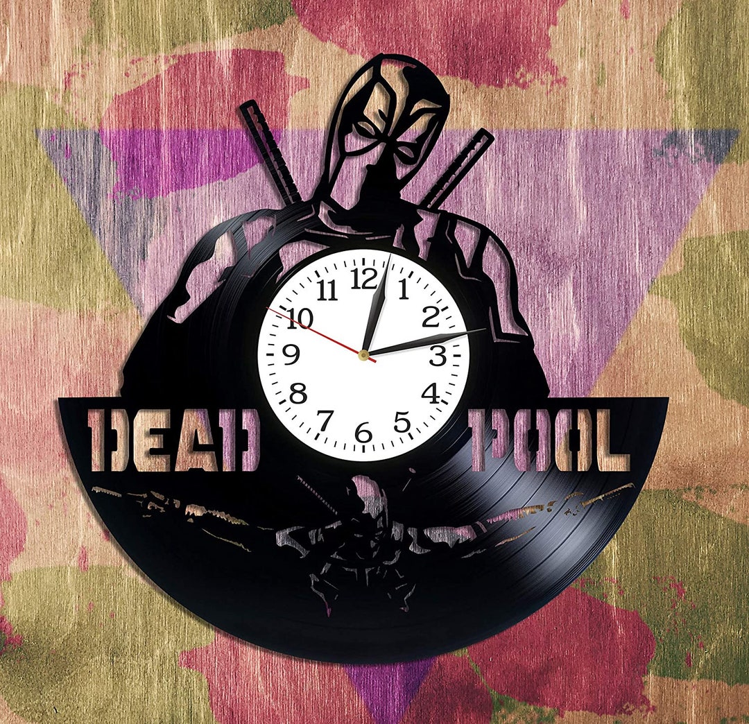Superhero Marvel Vinyl Record Wall Clock Deadpool Room Decor Unique Art ...