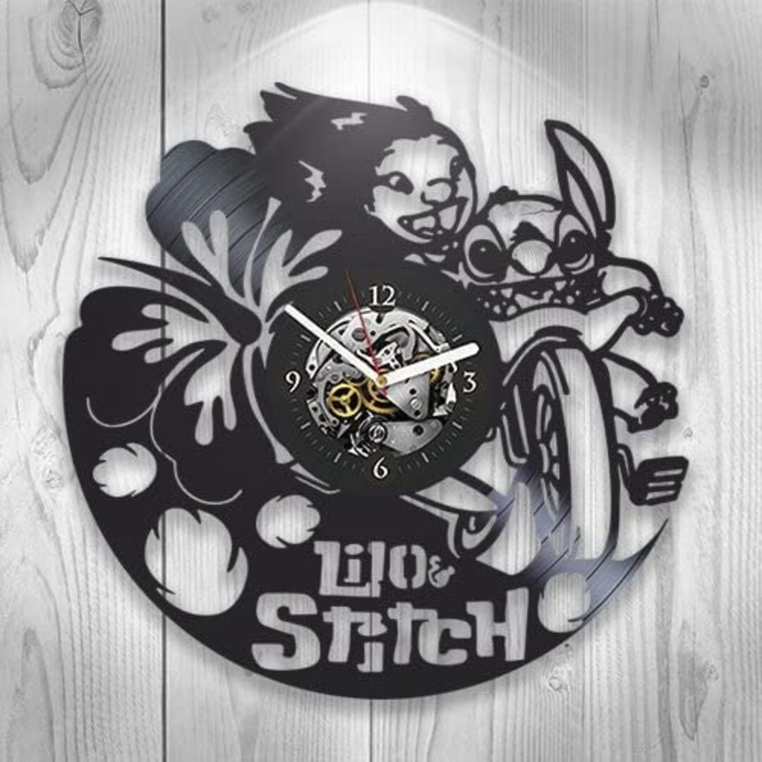 Lilo and Stitch Vinyl Record Modern Wall Clock Stitch Wall Art Artwork ...