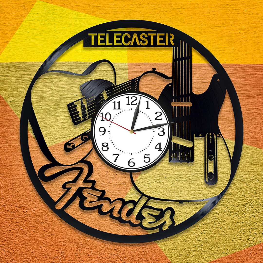 Fender Telecaster Vinyl Record Black Wall Clock Vintage Art Gifts for ...