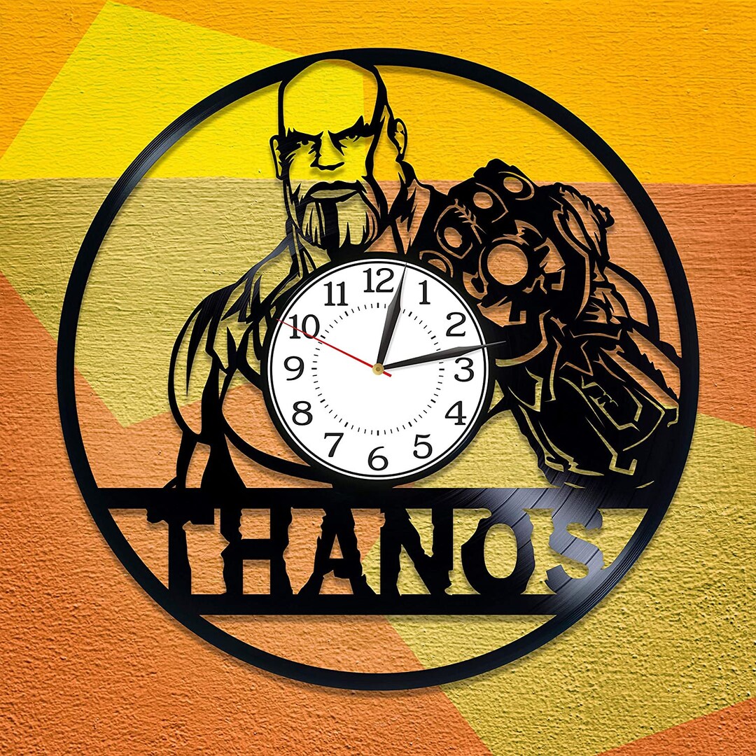 Thanos Vinyl Record Round Wall Clock Marvels Art Work Original Wall Decor for Room Comics Books ...