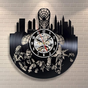 Spider-man Vinyl Record Laser Cut Wall Clock Marvels Room Decor ...