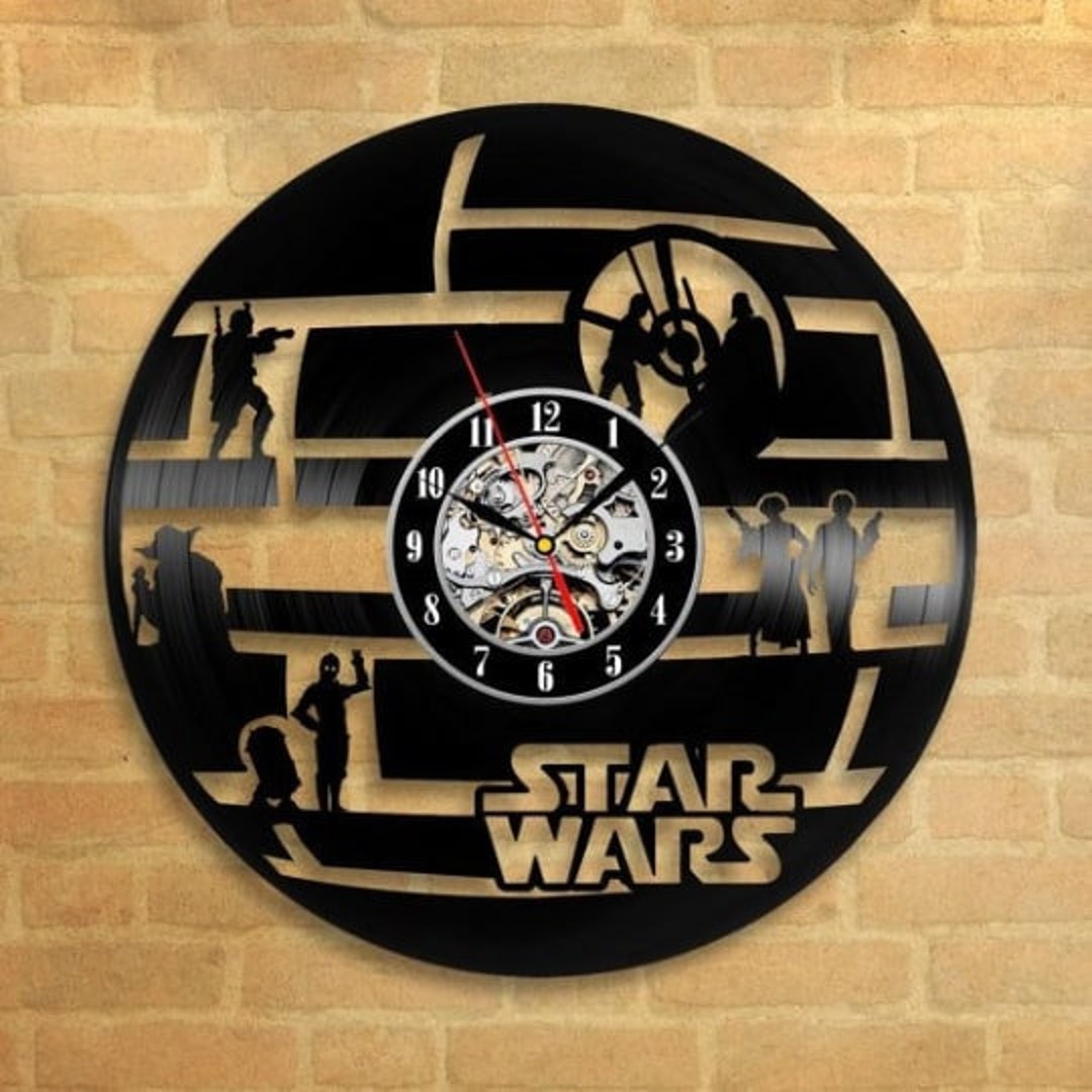 Star Wars Vinyl Record Vintage Clock Large Wall Art for Men Room Laser ...