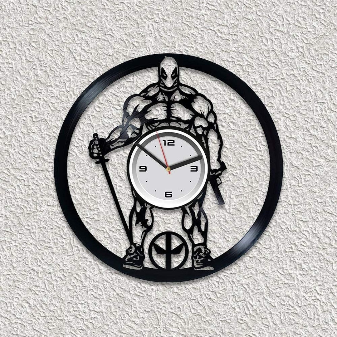 Deadpool Vinyl Record Large Wall Clock Deadpool Room Decor Creative Art ...